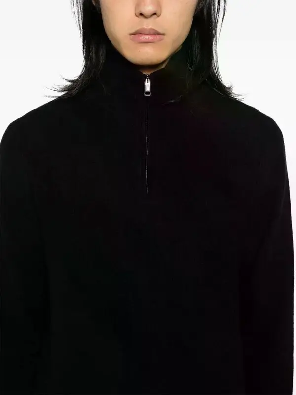 Brioni Wool-cashmere Half-zip Jumper - Black