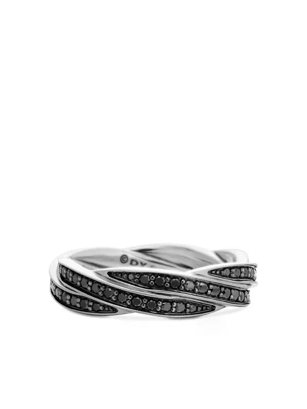 David Yurman Sterling Black Diamond Band Ring - Silver