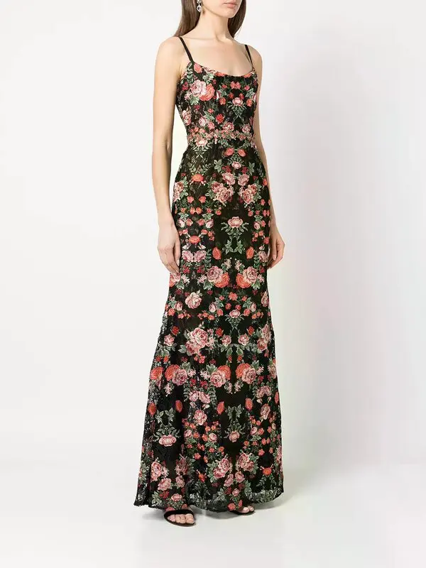 Marchesa Embroidered Floral Evening Gown