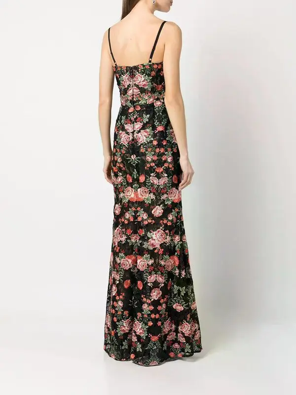 Marchesa Embroidered Floral Evening Gown