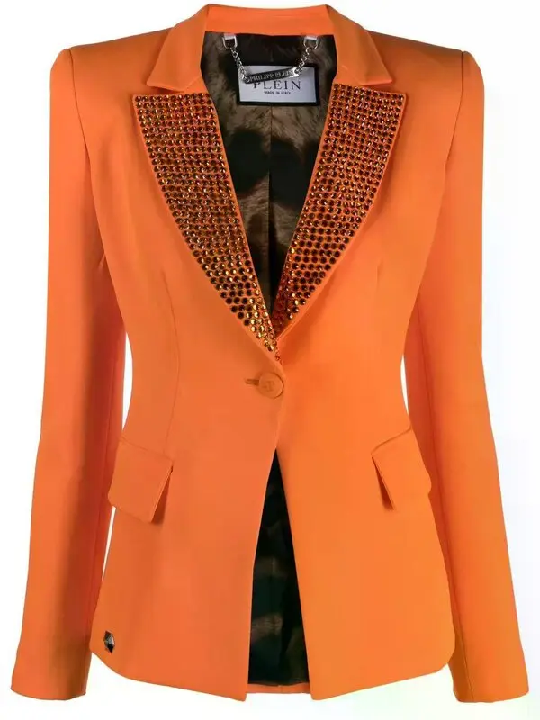 Philipp Plein Fitted Single-breasted Blazer - Orange