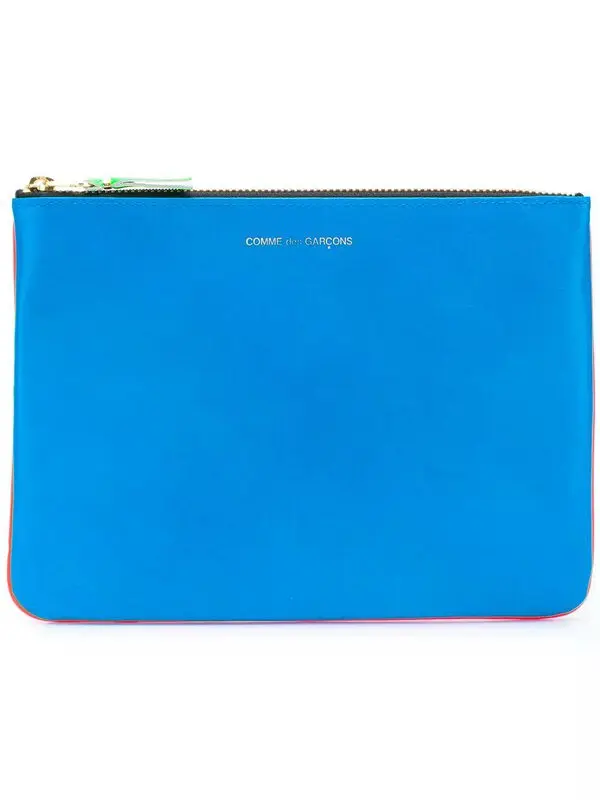 Comme Des Garçons Colour-block Leather Wallet - Blue