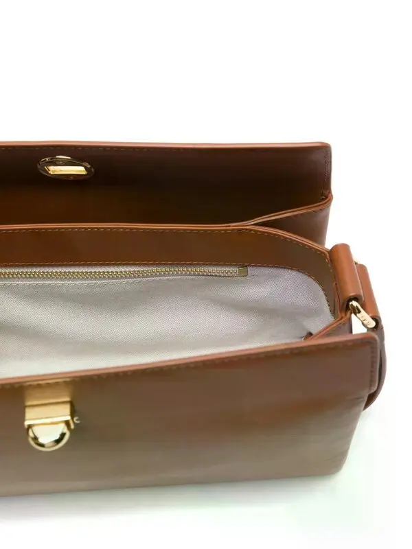 Plan C Leather Shoulder Bag - Brown