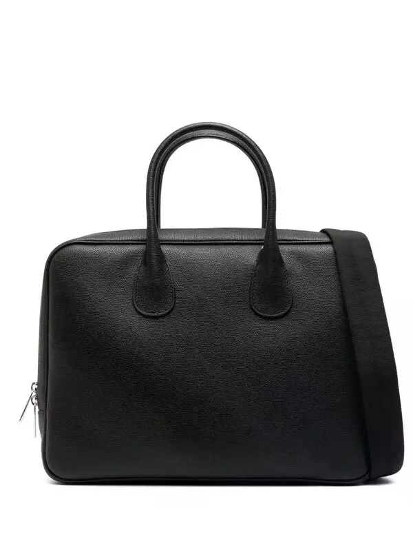 VALEXTRA Grained-texture Leather Laptop Bag - Black
