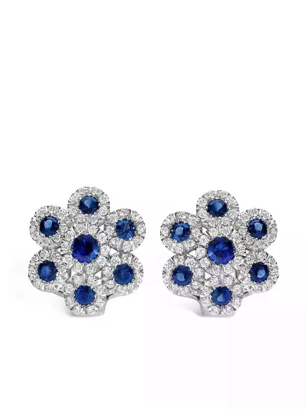 LEO PIZZO 18kt White Gold Augusta Sapphire And Diamond Earrings - Silver