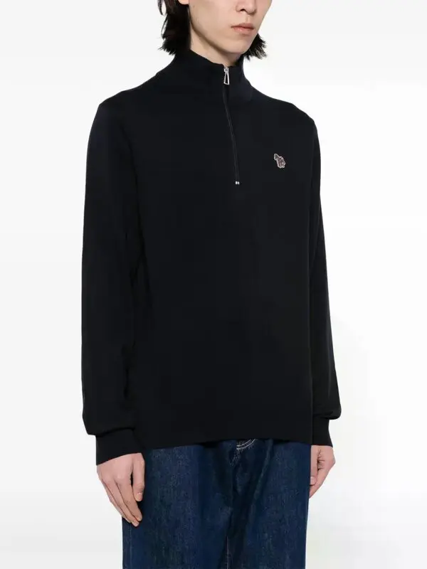 Paul Smith Zebra-motif Half-zip Sweatshirt - Black
