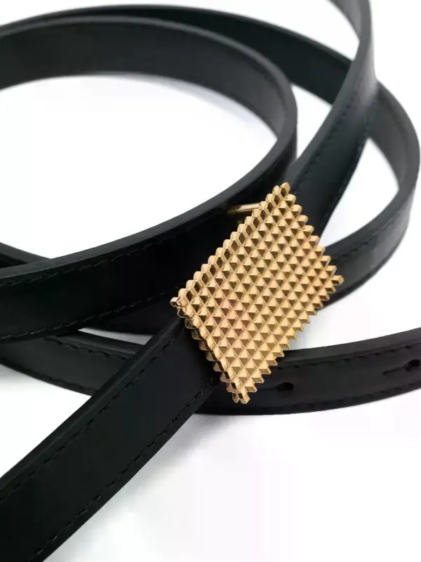 LANVIN Concerto Leather Belt With Gold-tone Clasp