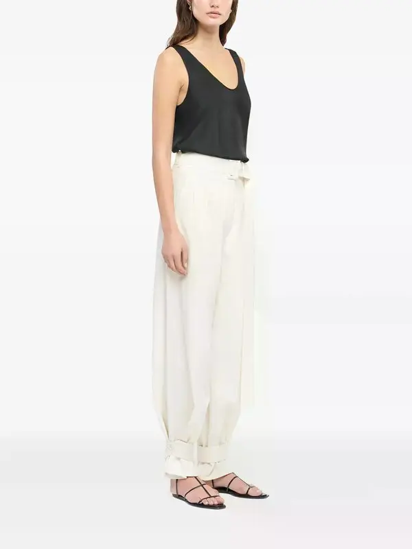 Another Tomorrow Pleated Belted Trousers