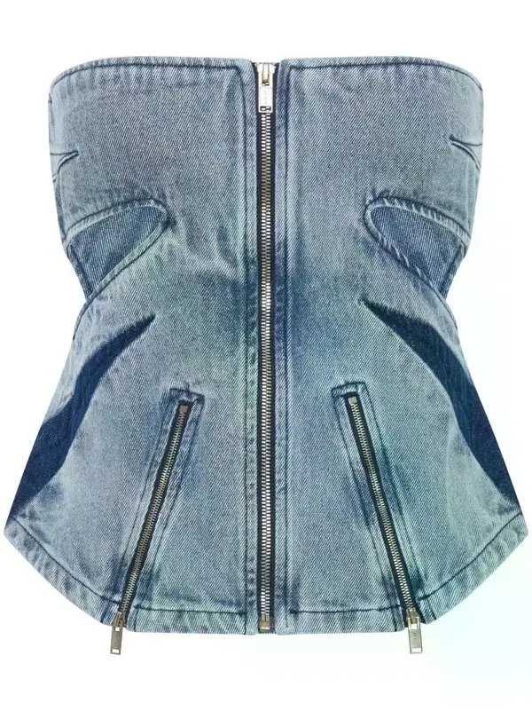 DION LEE Darted Denim Corset - Blue