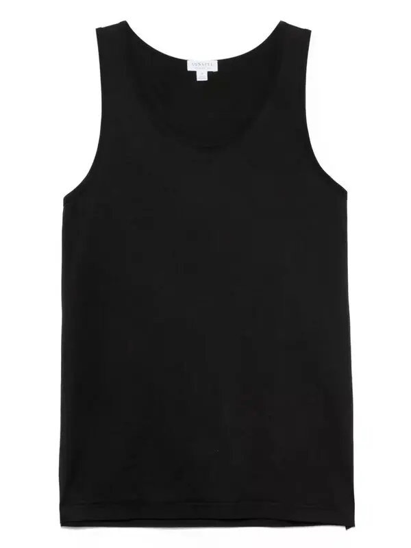Sunspel Cotton Tank Top - Black