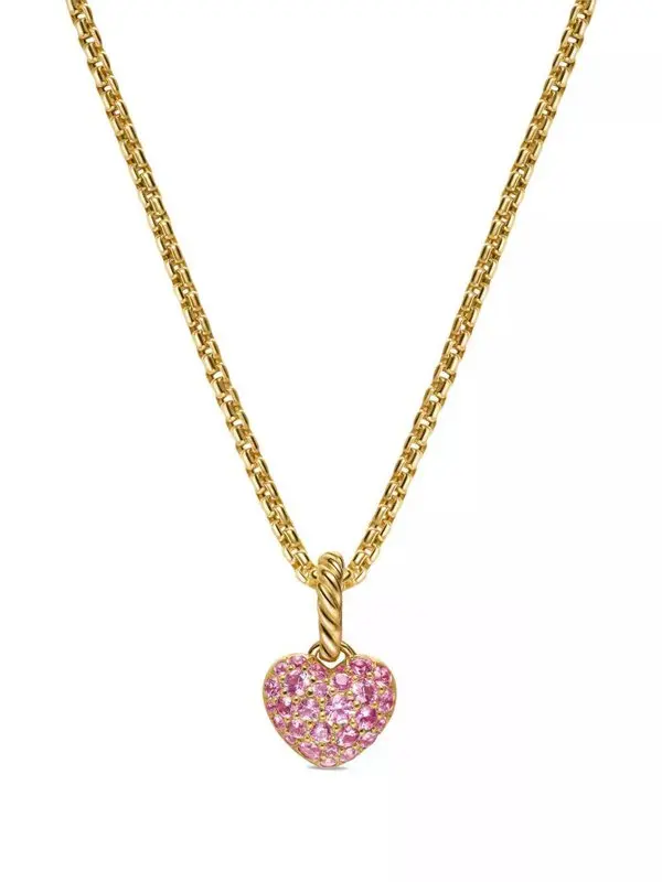 David Yurman 18k Yellow Petite Pavé Sapphire Heart Necklace - Gold