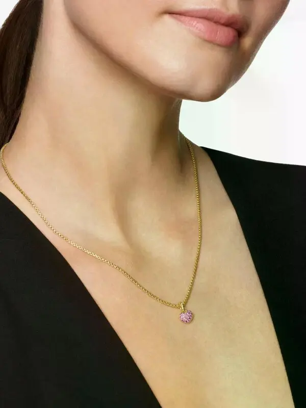 David Yurman 18k Yellow Petite Pavé Sapphire Heart Necklace