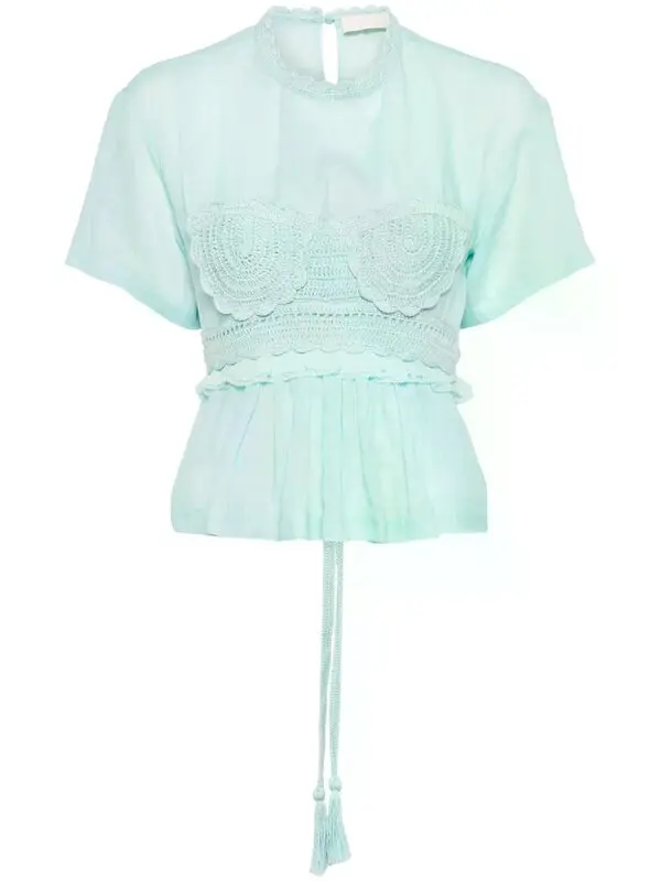 Ulla Johnson Floral Appliqué Ramie Cari Blouse