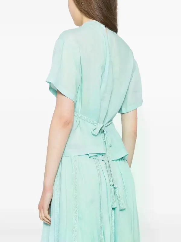 Ulla Johnson Floral Appliqué Ramie Cari Blouse