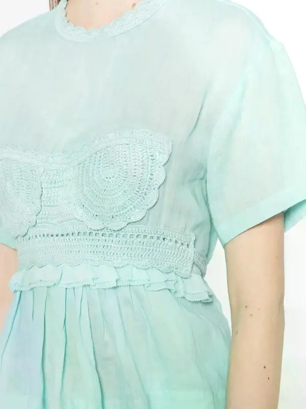 Ulla Johnson Floral Appliqué Ramie Cari Blouse