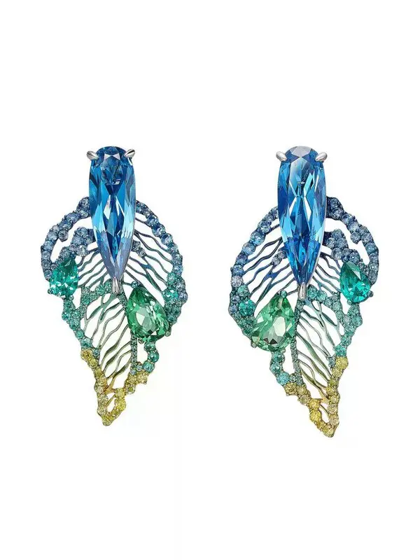 ANABELA CHAN 18kt White Gold Sapphire And Spinel Drop Earrings - Silver