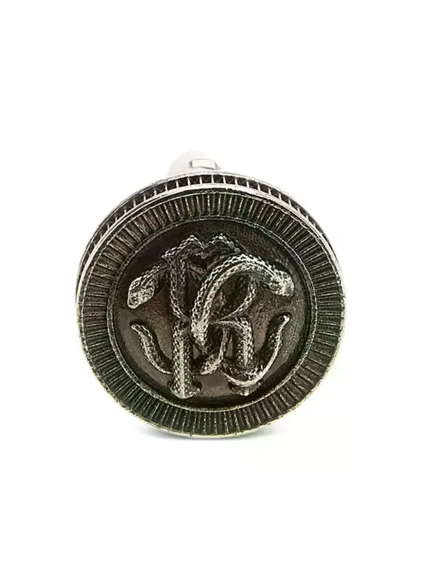 Roberto Cavalli Mirror Snake-embossed Cufflinks