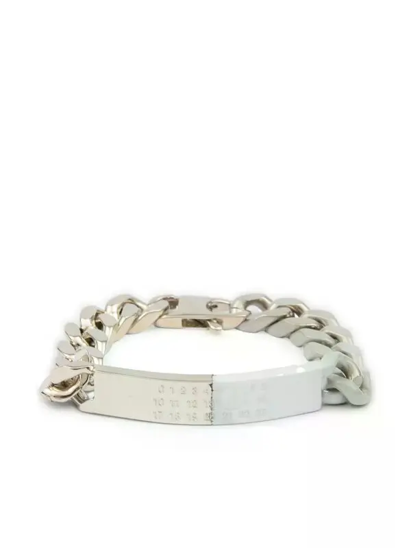 MAISON MARGIELA Minimal Logo Id Tag Curb Bracelet - Silver