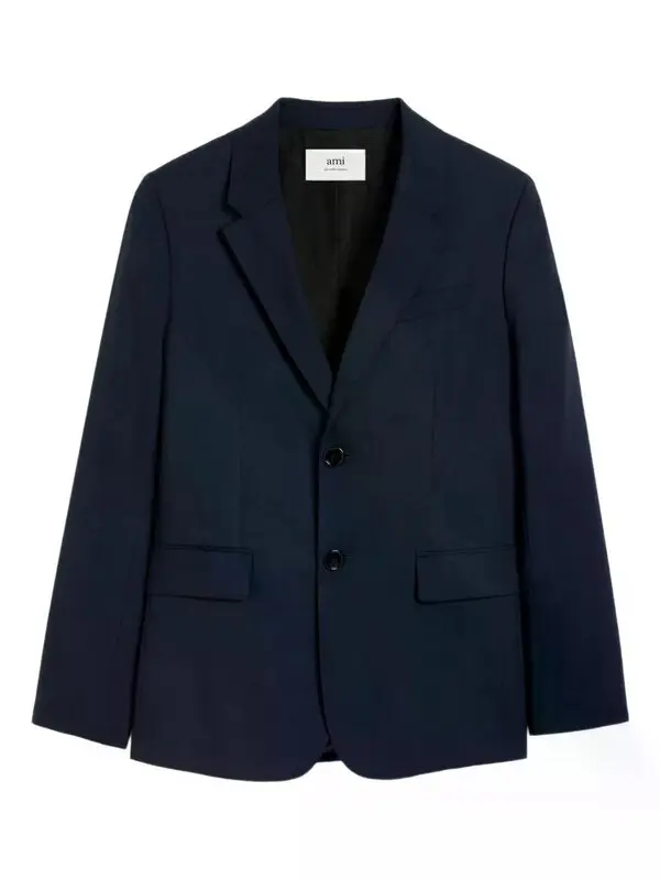 AMI Paris Single Breasted Wool Blazer - Blue