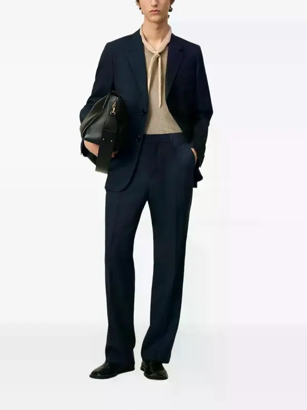 AMI Paris Single Breasted Wool Blazer - Blue