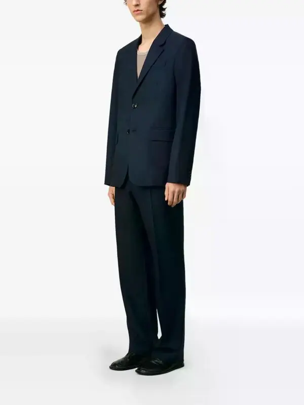 AMI Paris Single Breasted Wool Blazer - Blue