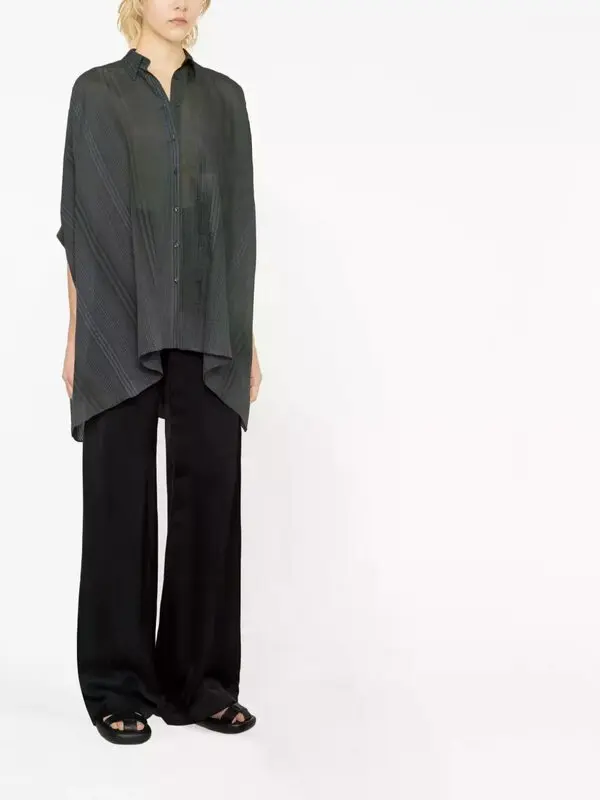 Brunello Cucinelli Striped Half-sleeve Draped Shirt