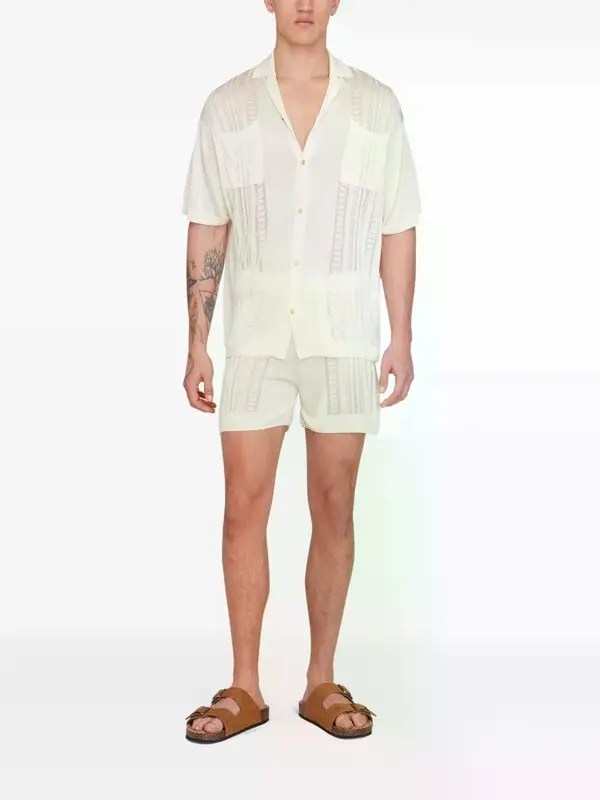 DONDE ESTEBAN Knitted Guayabera Shorts - Neutrals