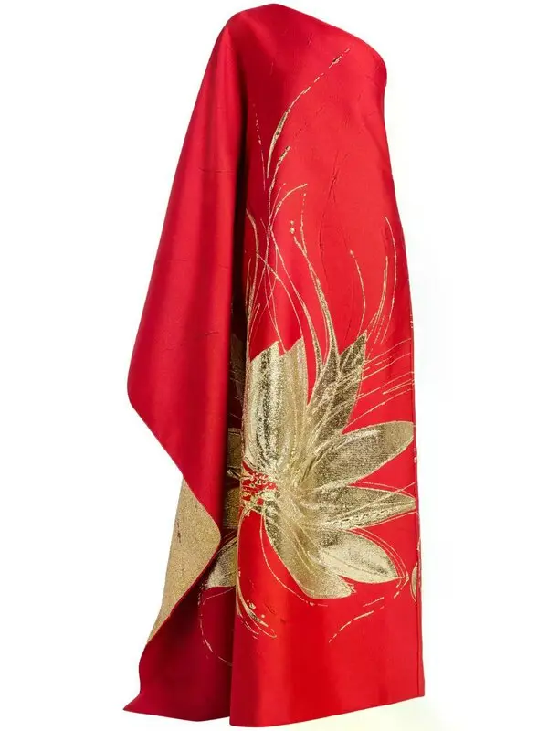 TALLER MARMO Floral-print One-shoulder Gown