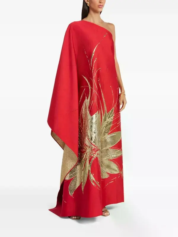 TALLER MARMO Floral-print One-shoulder Gown