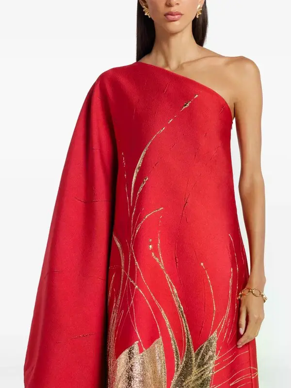 TALLER MARMO Floral-print One-shoulder Gown