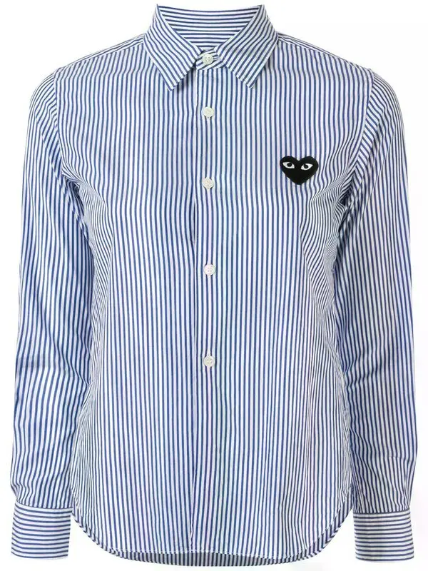 Play Comme Des Garcon Striped Branded Shirt