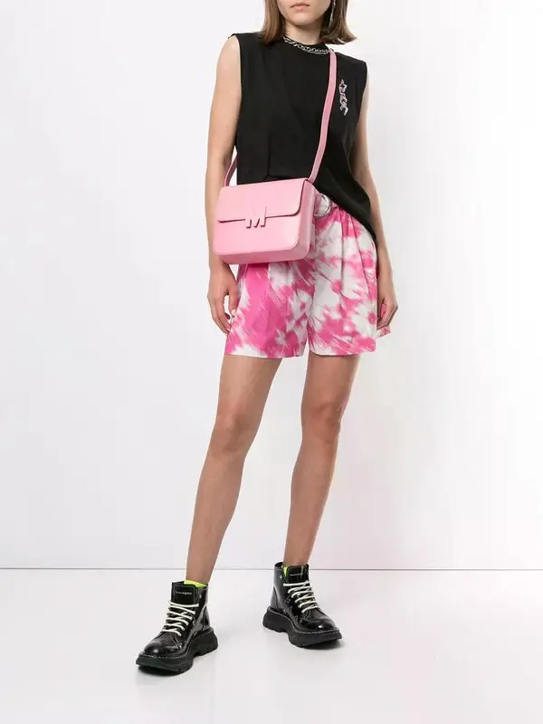 MSGM Painterly-print Belted Shorts