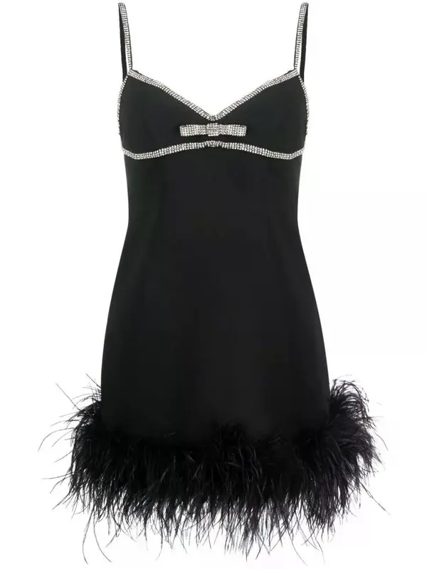 SELF-PORTRAIT Embellished Crepe Minidress - Black