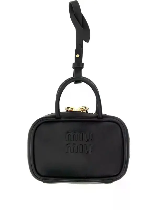 Miu Miu Embossed-leather Top-handle Keychain - Black