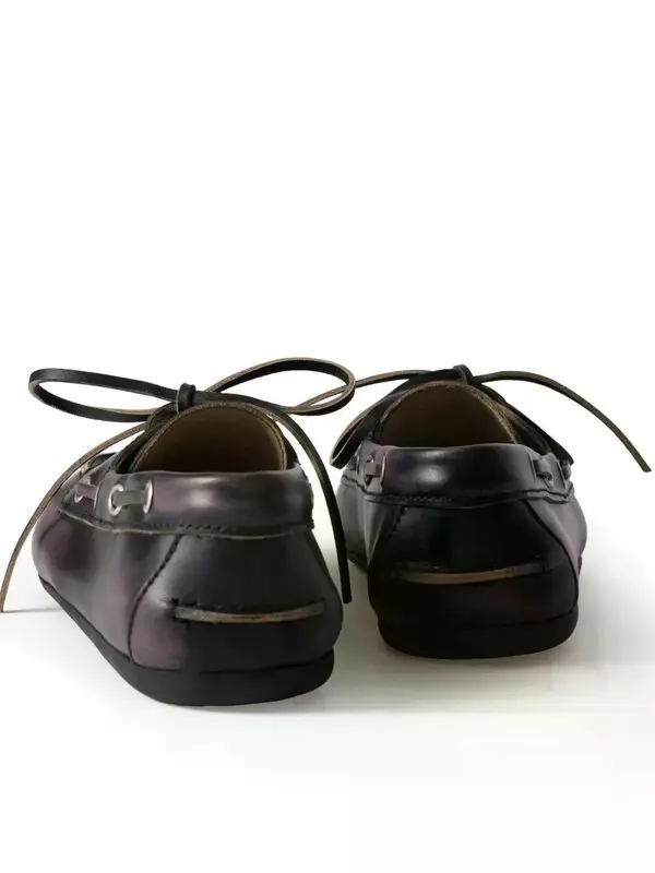 Miu Miu Bleached-effect Deck Leather Loafers - Black