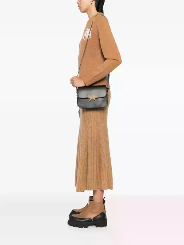 Maison Kitsuné Foldover Shoulder Crossbody Bag - Black