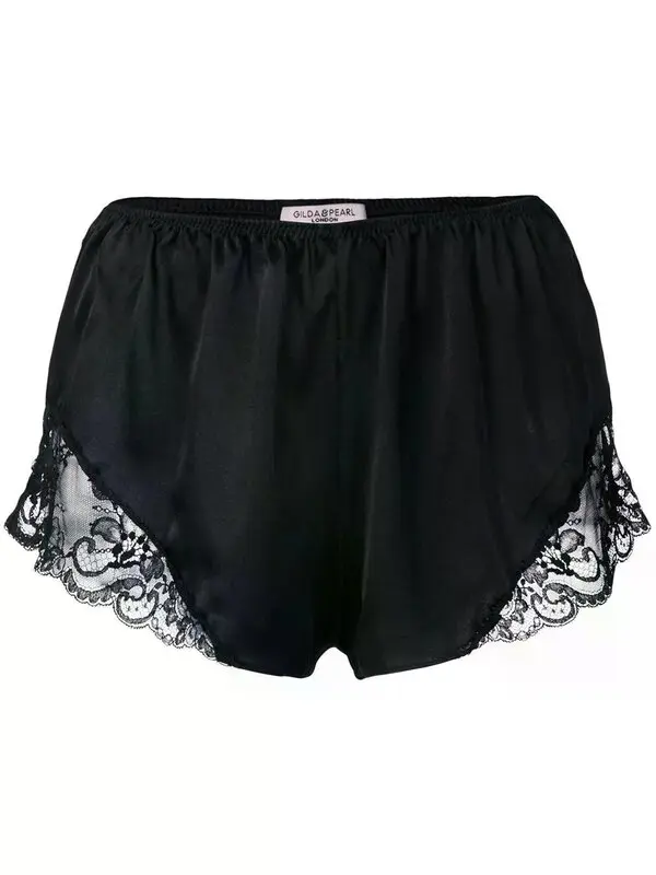 GILDA & PEARL Rita Lace-trimmed Satin Shorts - Black