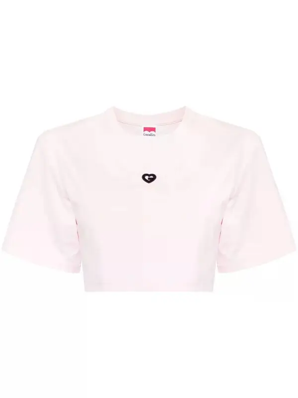 GROUND ZERO Logo-embroidered Cropped T-shirt - Pink