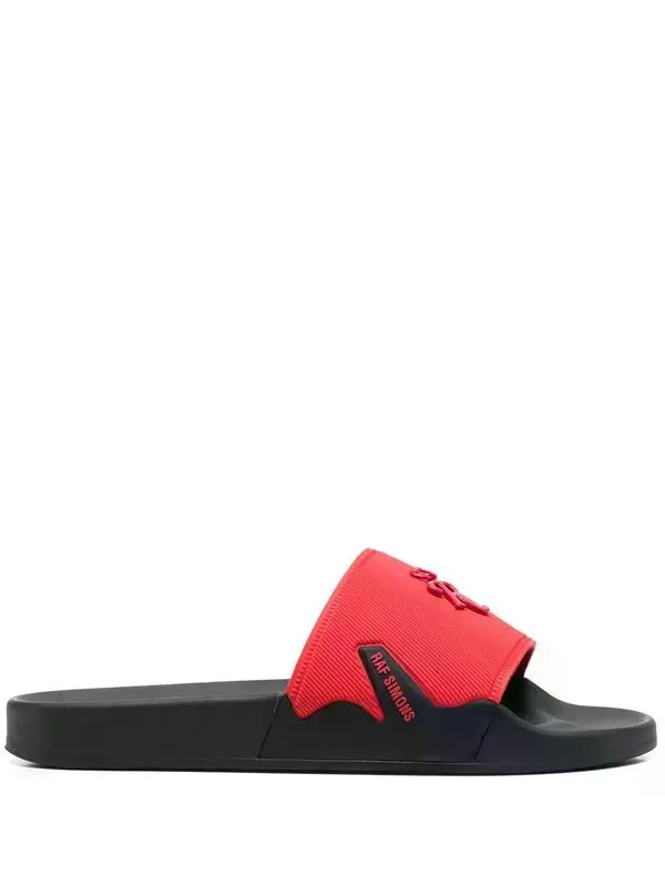 Raf Simons Embossed-logo Slides - Red