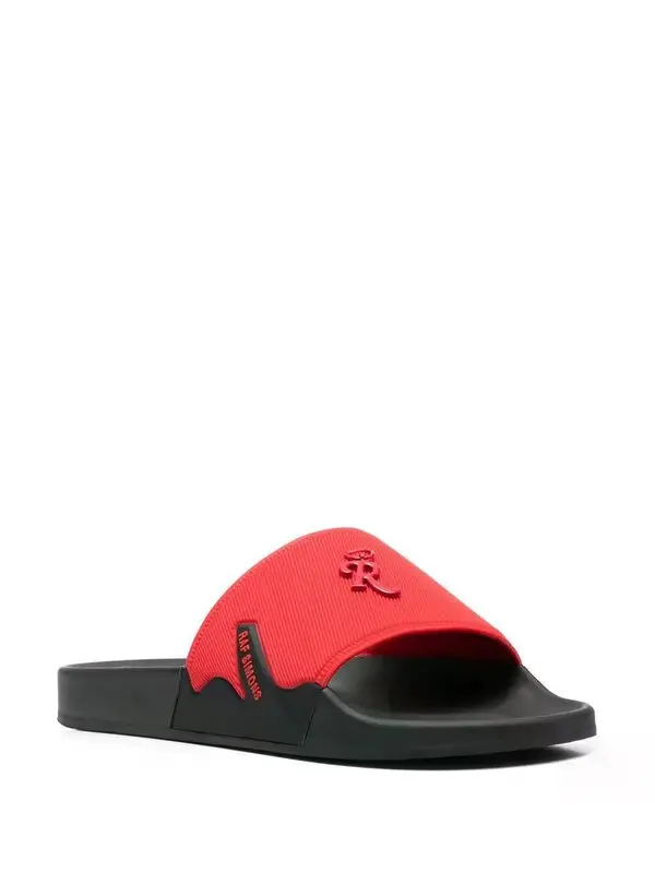 Raf Simons Embossed-logo Slides - Red