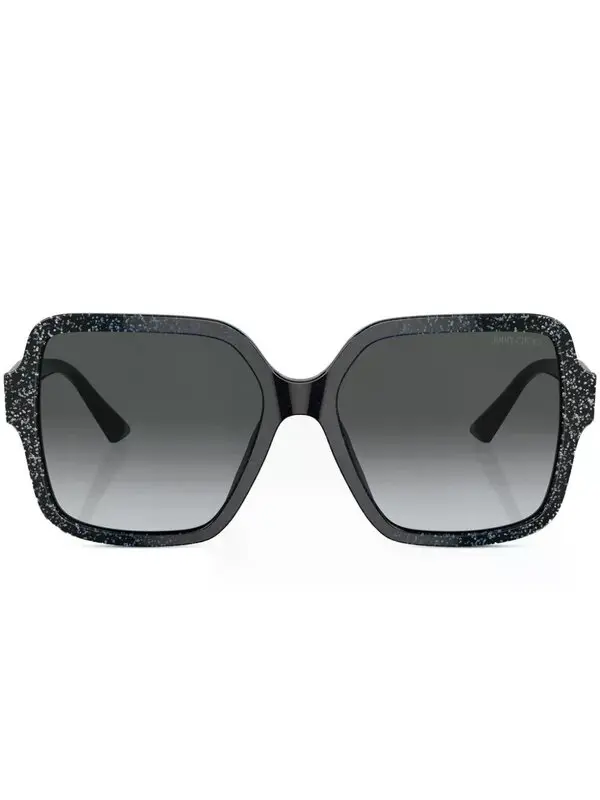 JIMMY CHOO Glitter-embellished Square-frame Sunglasses - Black