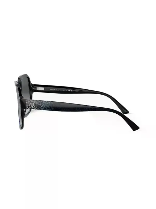 JIMMY CHOO Glitter-embellished Square-frame Sunglasses