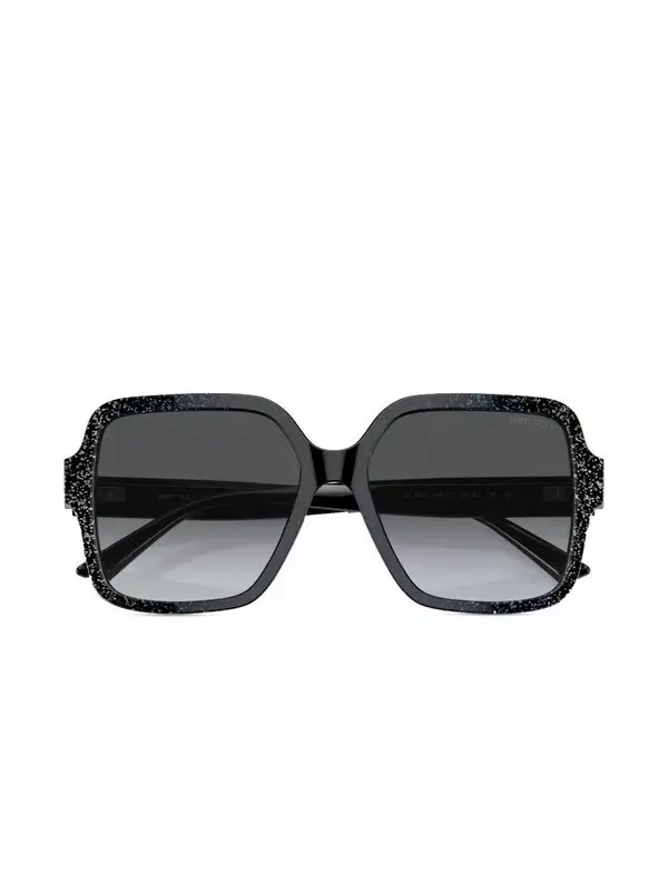 JIMMY CHOO Glitter-embellished Square-frame Sunglasses