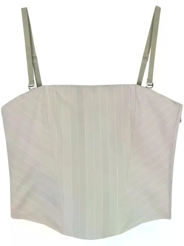 Patrizia Pepe Pinstriped Cropped Corset - Grey