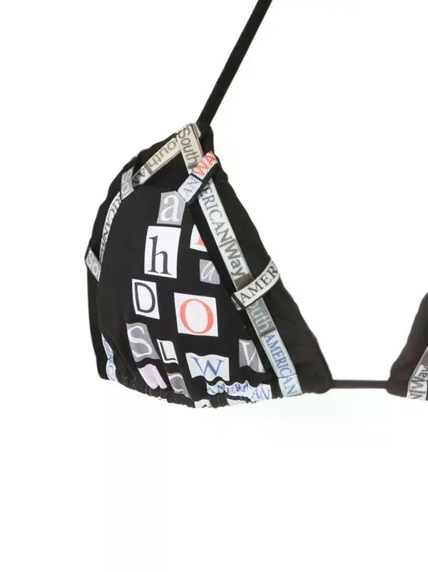 AMIR SLAMA Text-print Triangle Bikini