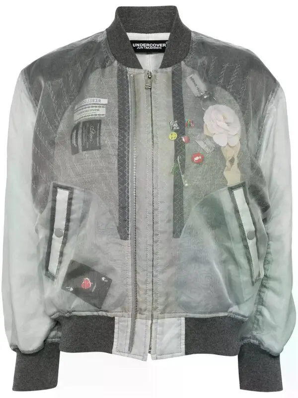 Undercover Floral-appliqué Layered Bomber Jacket