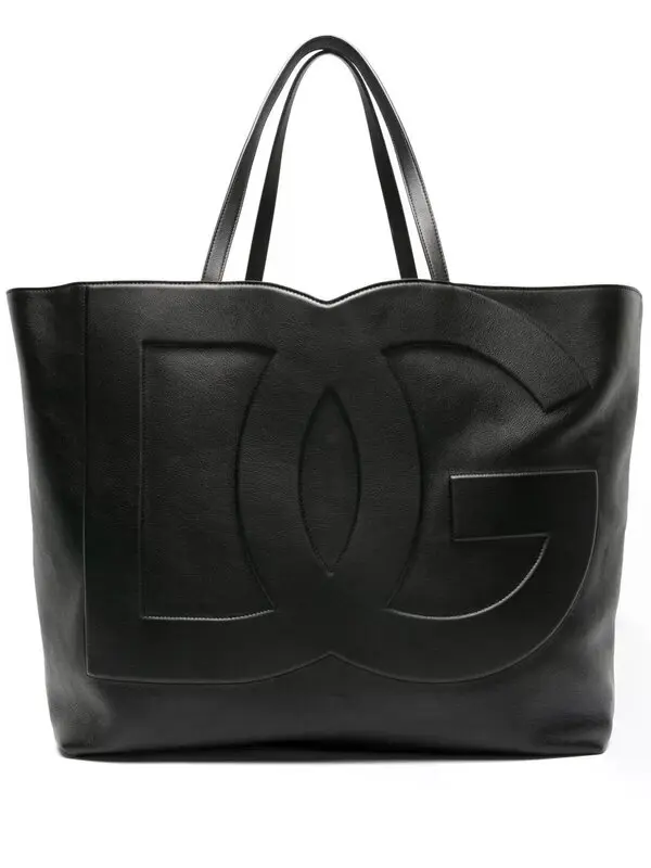 Dolce & Gabbana Dg Logo Leather Tote Bag - Black