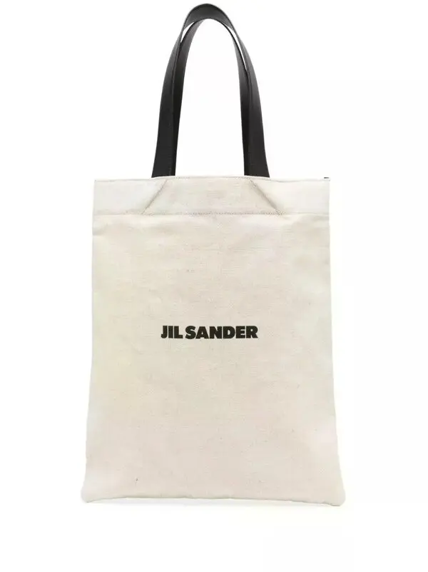 JIL SANDER Logo Print Tote Bag - Neutrals