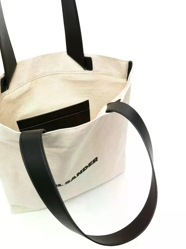 JIL SANDER Logo Print Tote Bag - Neutrals