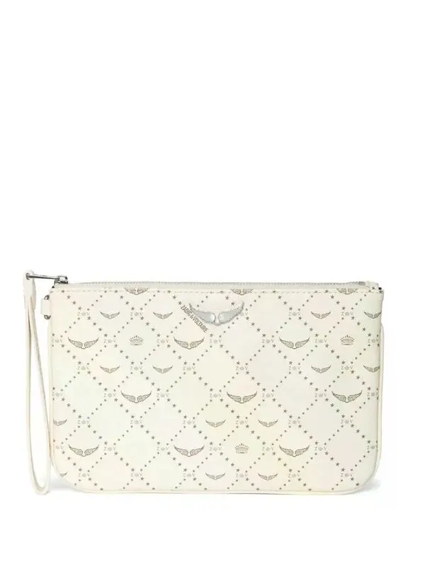 Zadig&Voltaire Z Pouch Monogram Clutch Bag - White
